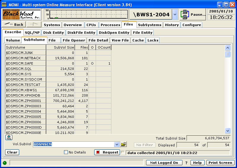 Enscribe / SubVolumes