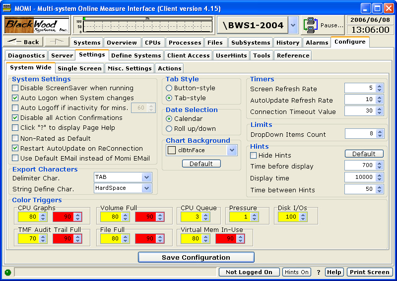 Settings / System Wide