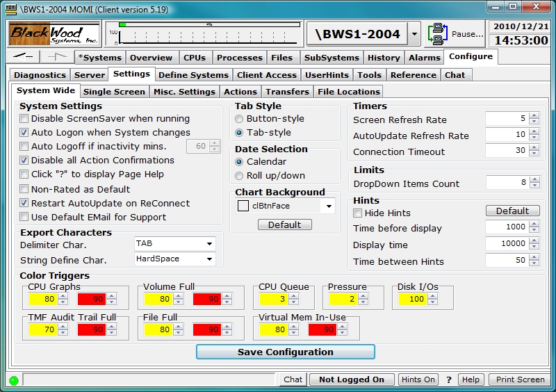 Settings / System Wide